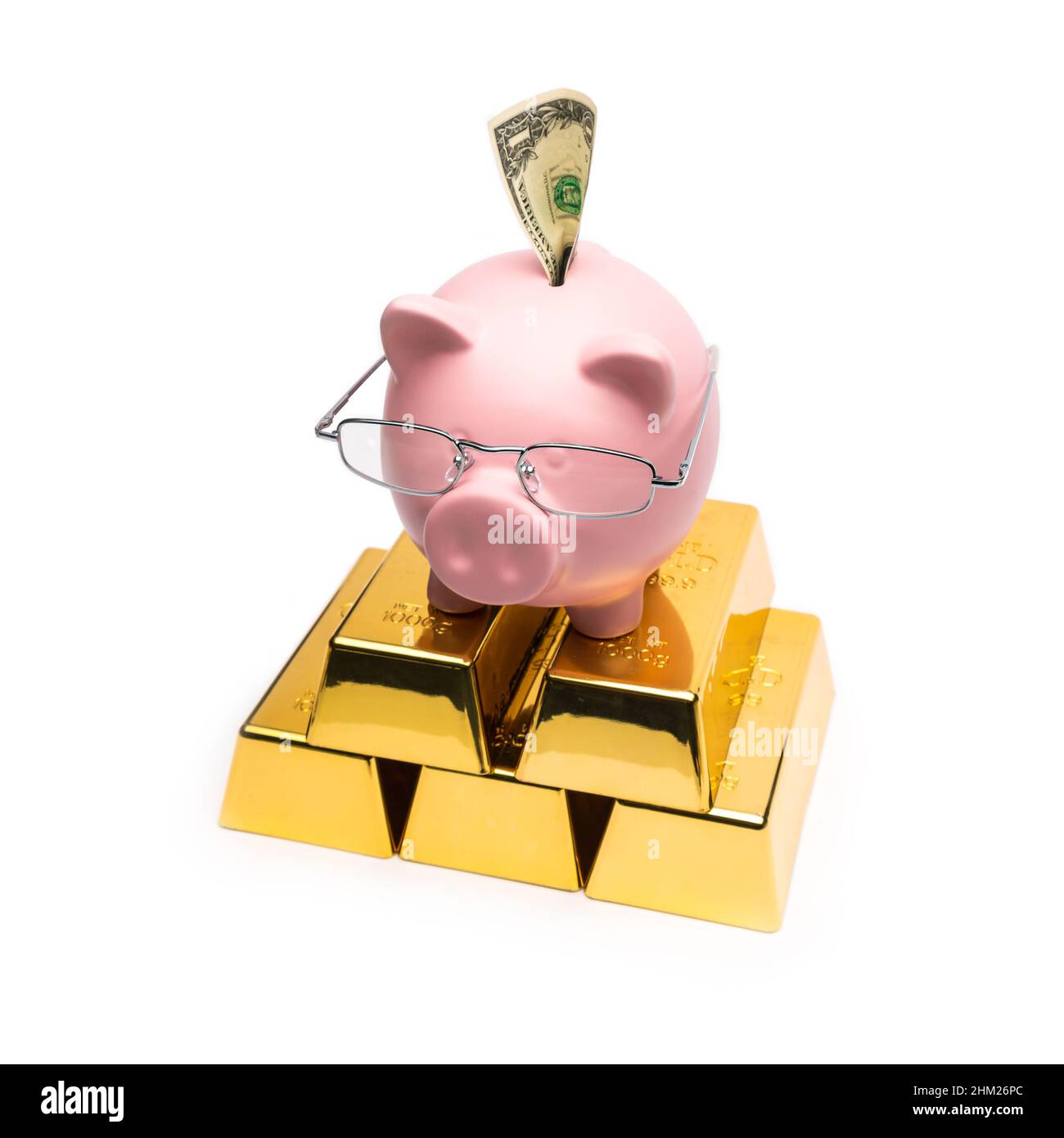 gold bars with piggy bank Stock Photo - Alamy