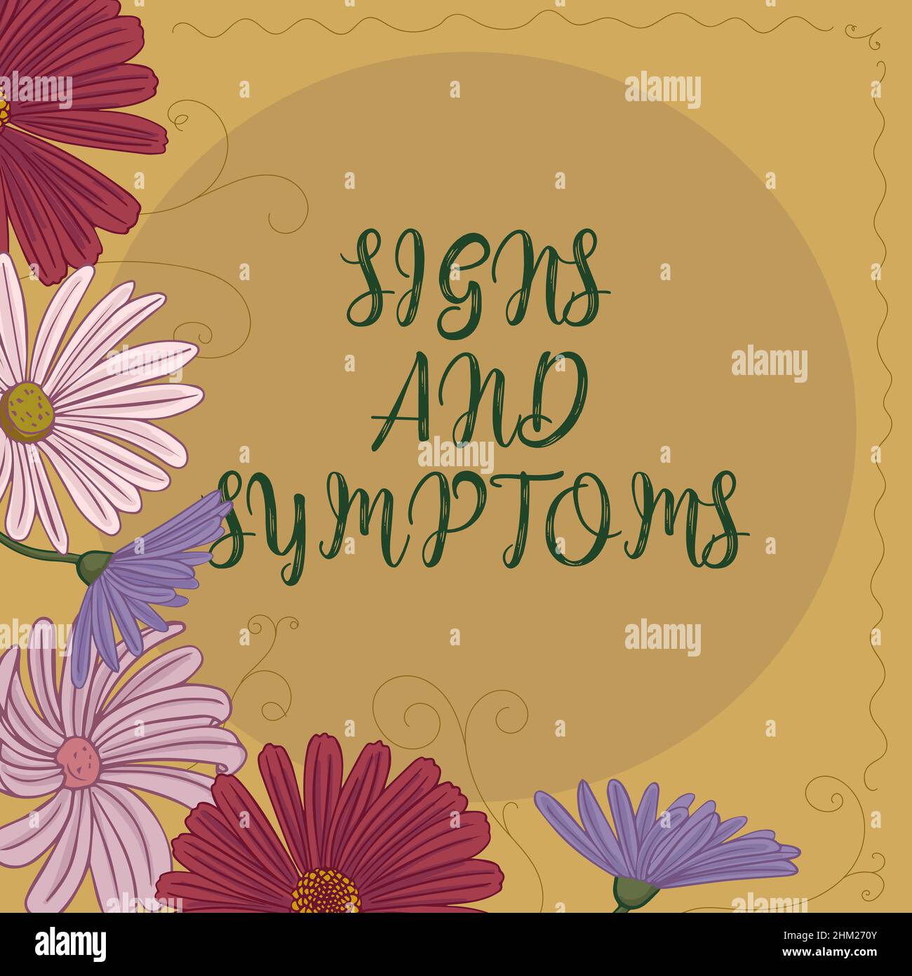 Hand writing sign Signs And Symptoms. Word for any subjective evidence ...