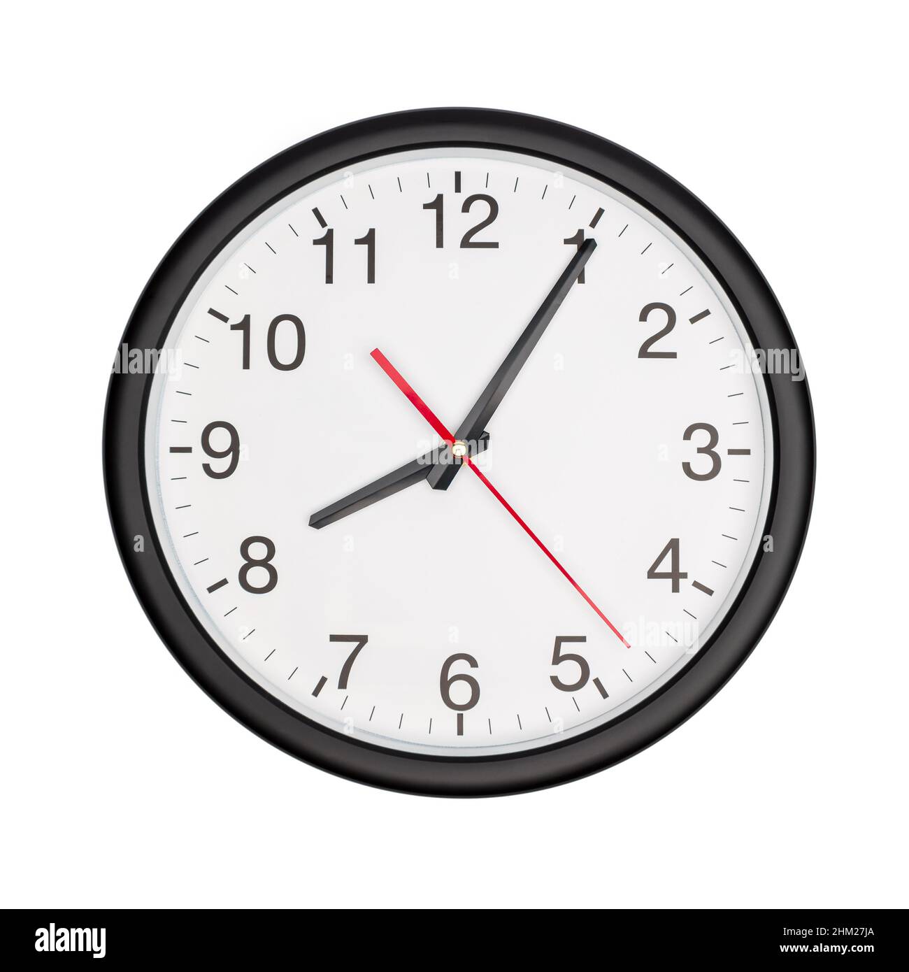 five o'clock on awall clock isolated on white Stock Photo - Alamy