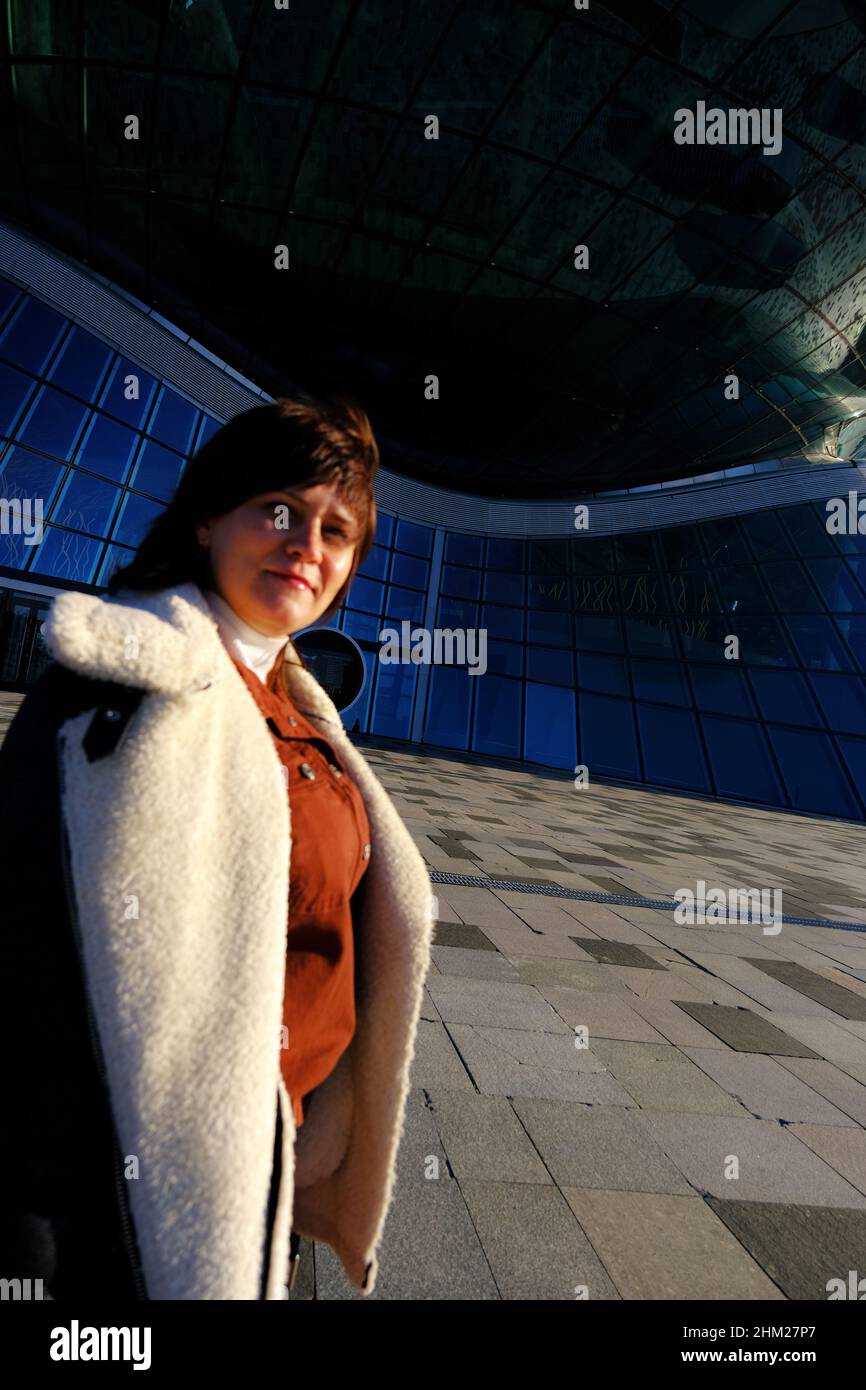 Positive woman in big hi-res stock photography and images - Alamy