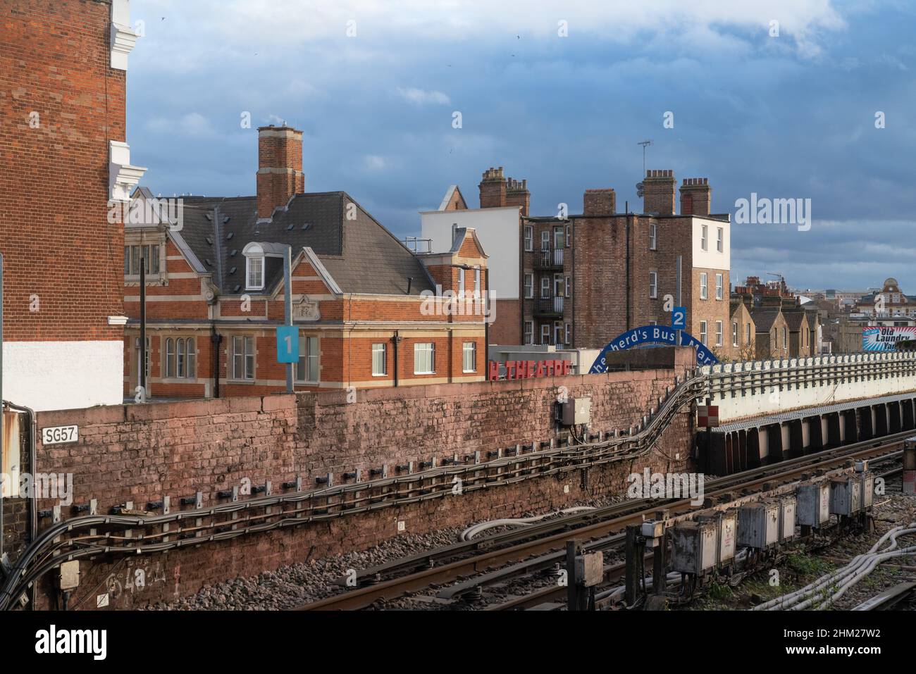 Shepherd's Bush Market next to train line Stock Photo - Alamy
