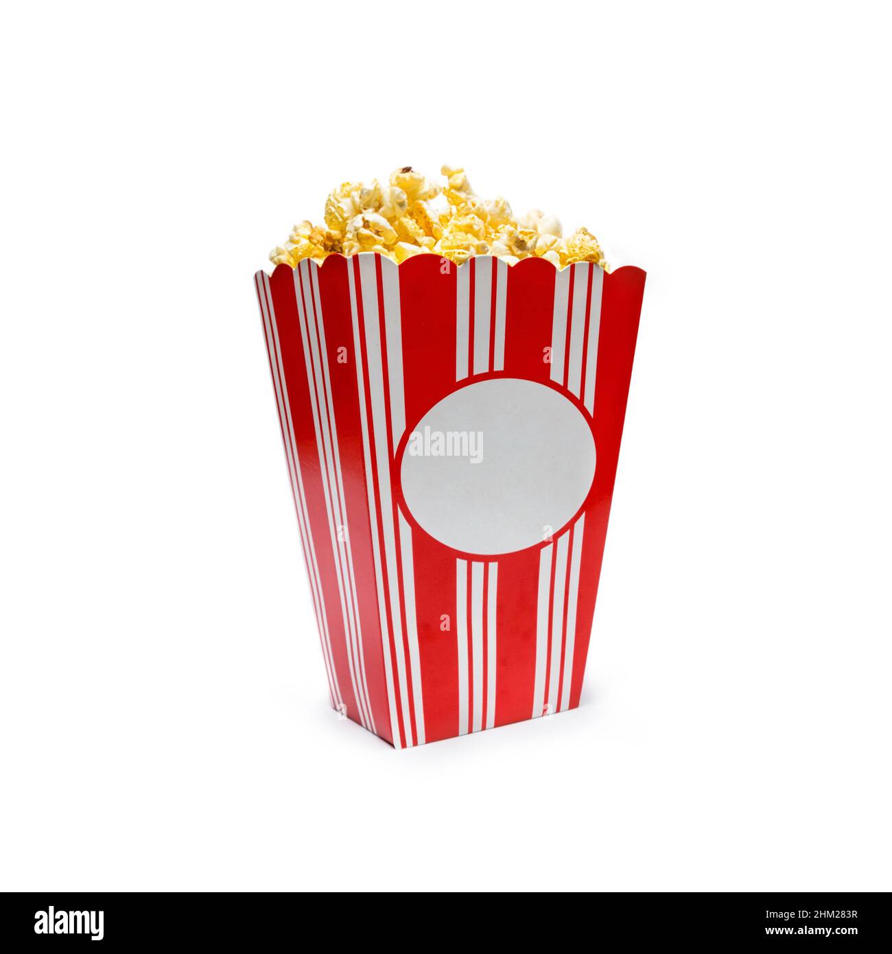 popcorn in a box isolated on white background Stock Photo - Alamy