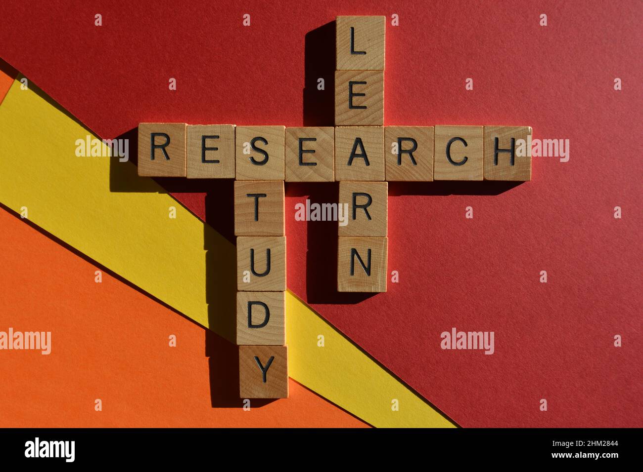 Research, Study, Learn, words in wooden alphabet letters in crossword ...