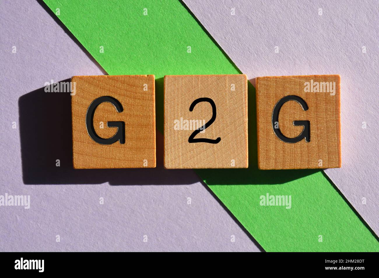 G2G, acronym, internet slang for Got To Go, in wooden alphabet letters ...