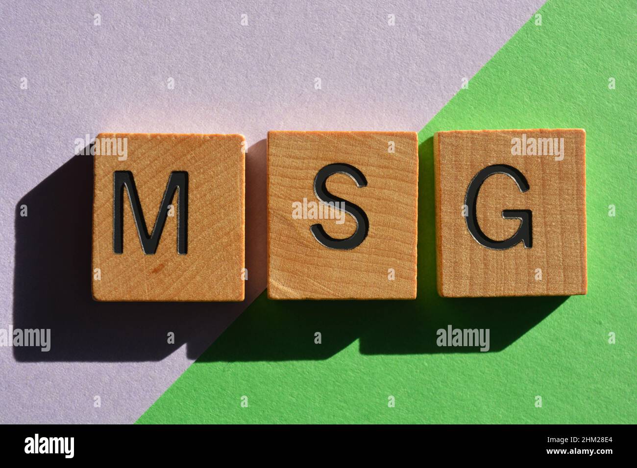 MSG, abbreviation for Message, in wooden alphabet letters isolated on ...