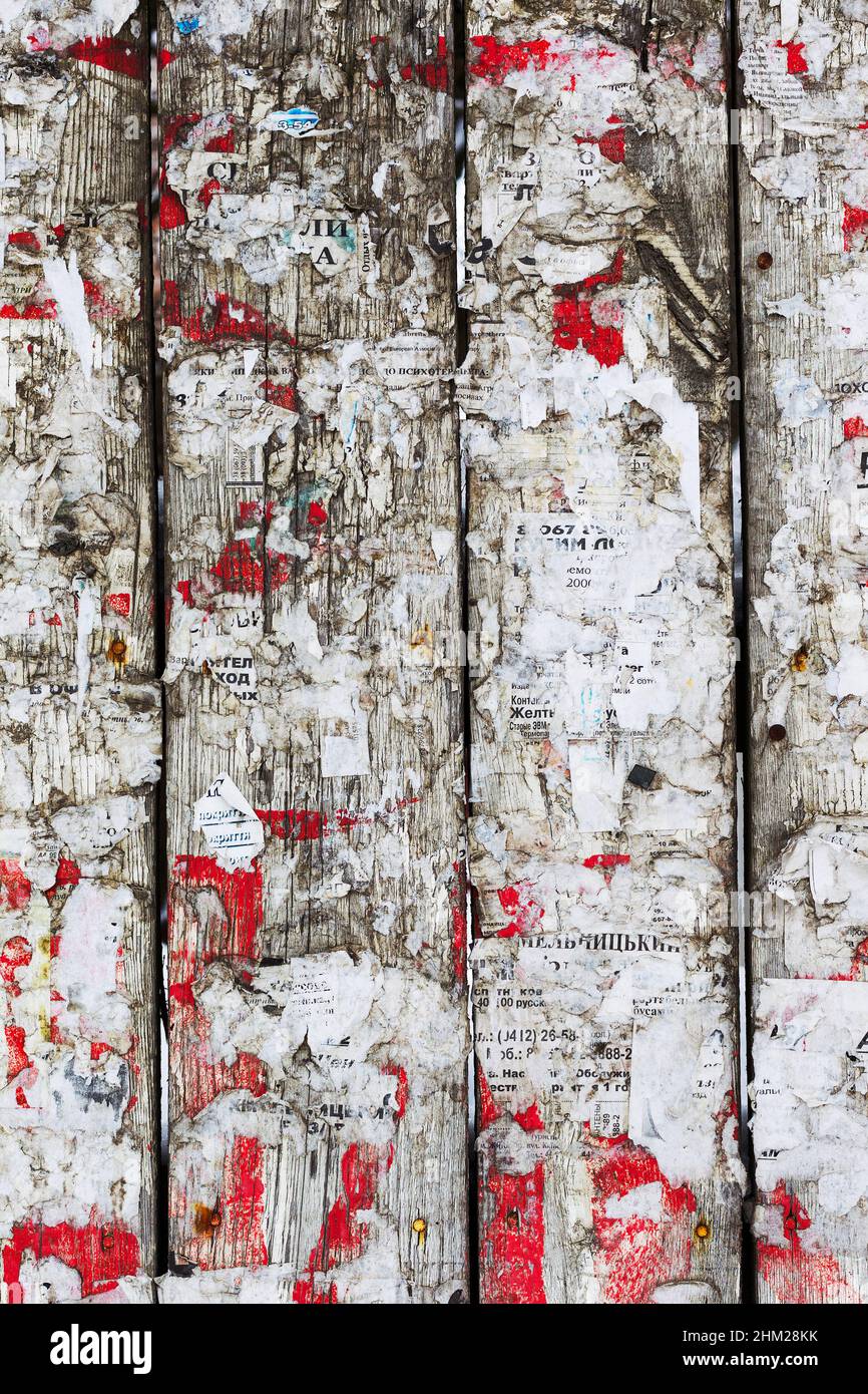Urban Billboard With Torn Peeled Poster Horizontal Wide Grungy ...