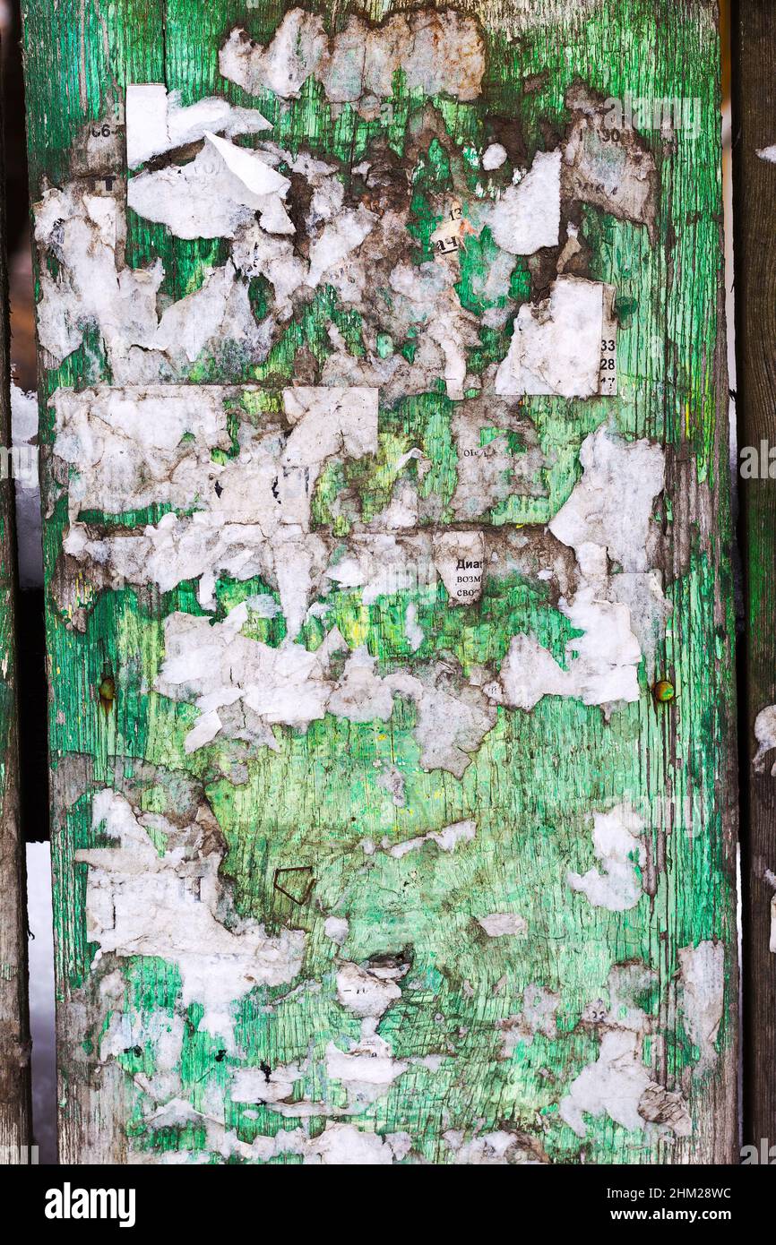 Urban Billboard With Torn Peeled Poster Horizontal Wide Grungy ...