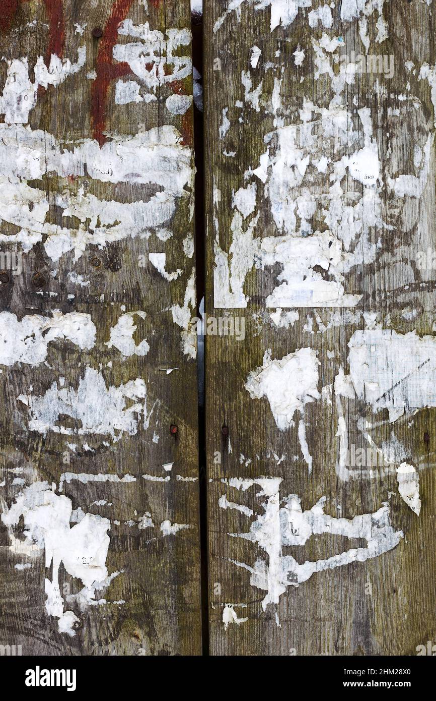 Urban Billboard With Torn Peeled Poster Horizontal Wide Grungy ...
