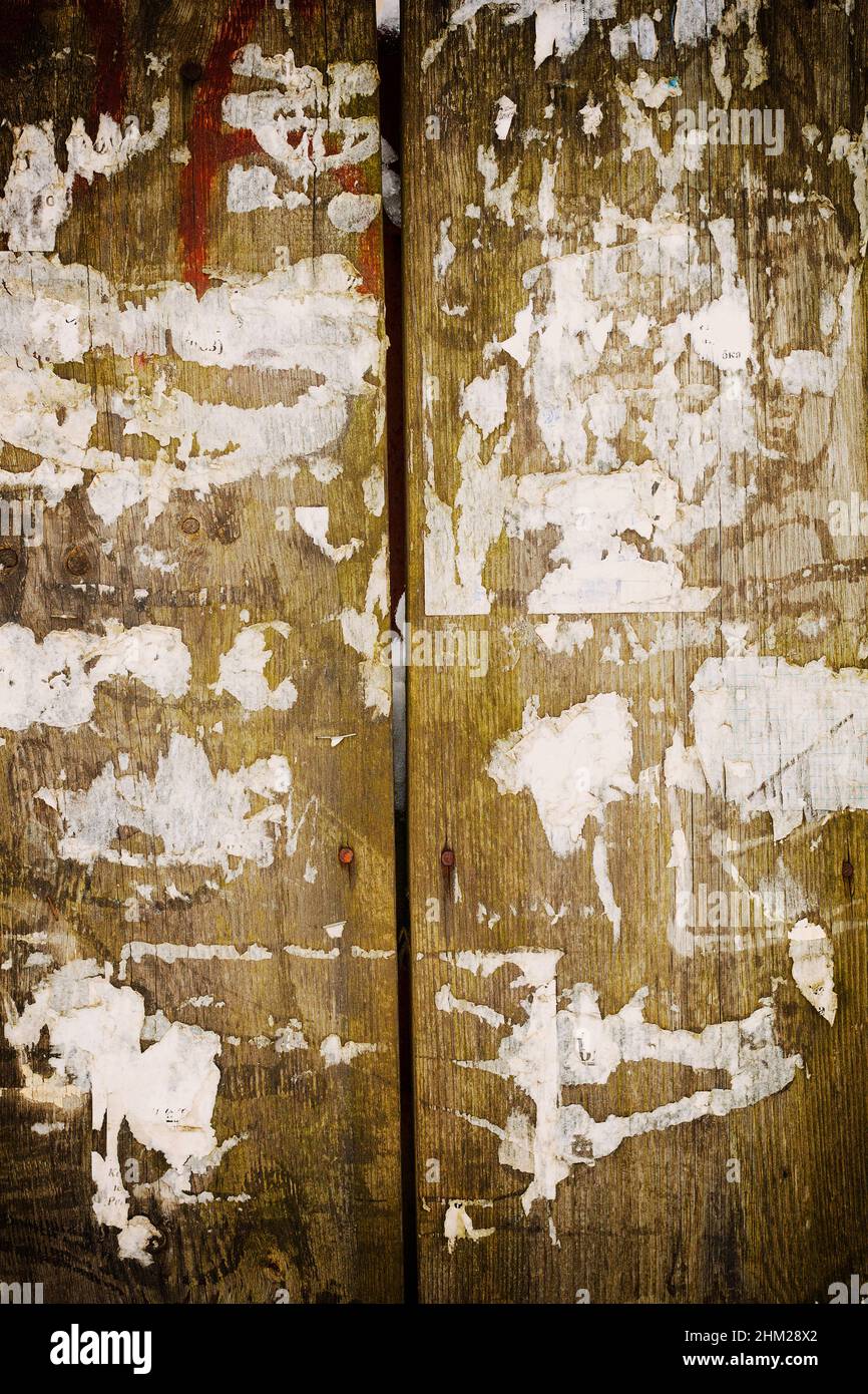 Urban Billboard With Torn Peeled Poster Horizontal Wide Grungy ...