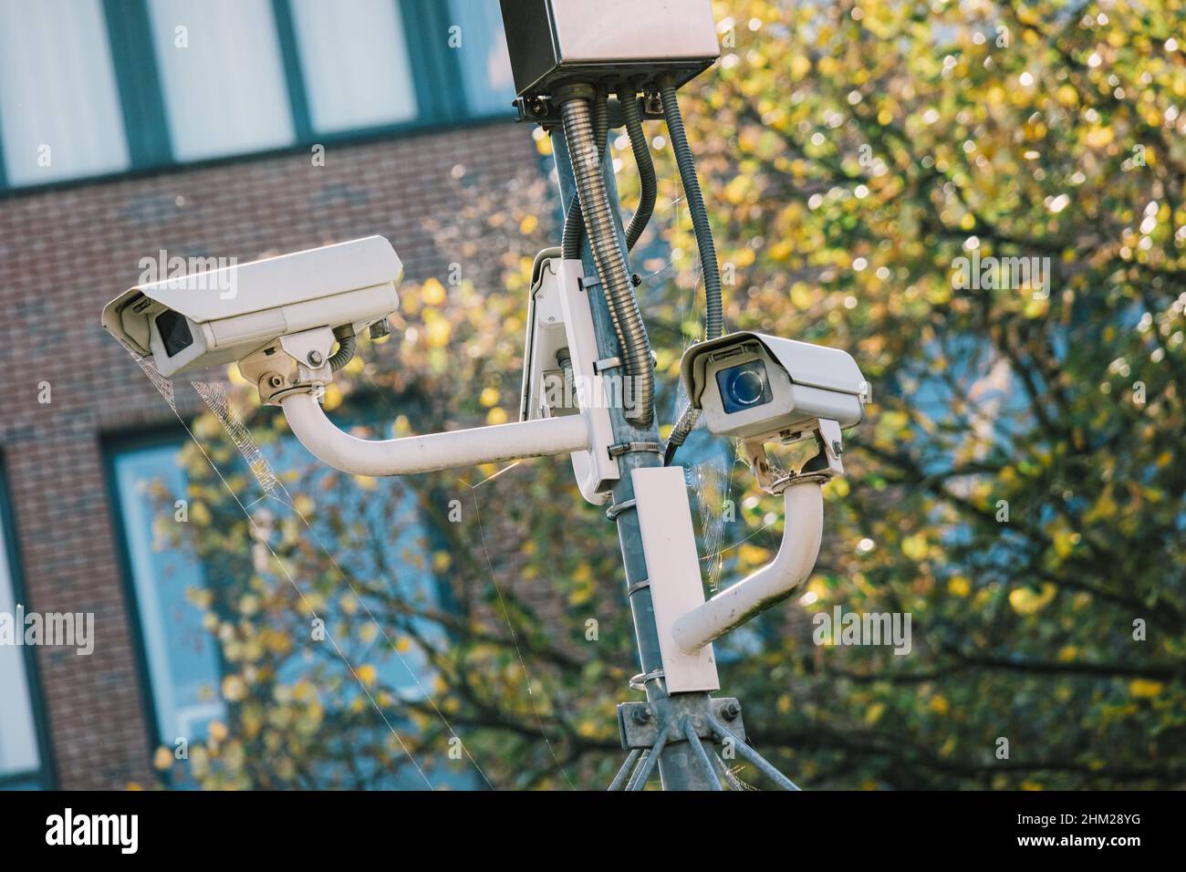 Security cctv surveillance cameras in the city concept for counter ...