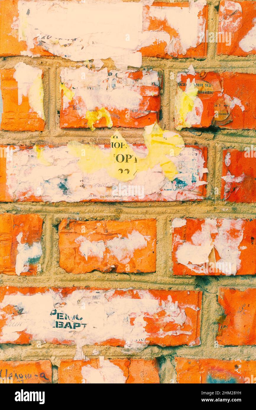 Urban Billboard With Torn Peeled Poster Horizontal Wide Grungy ...