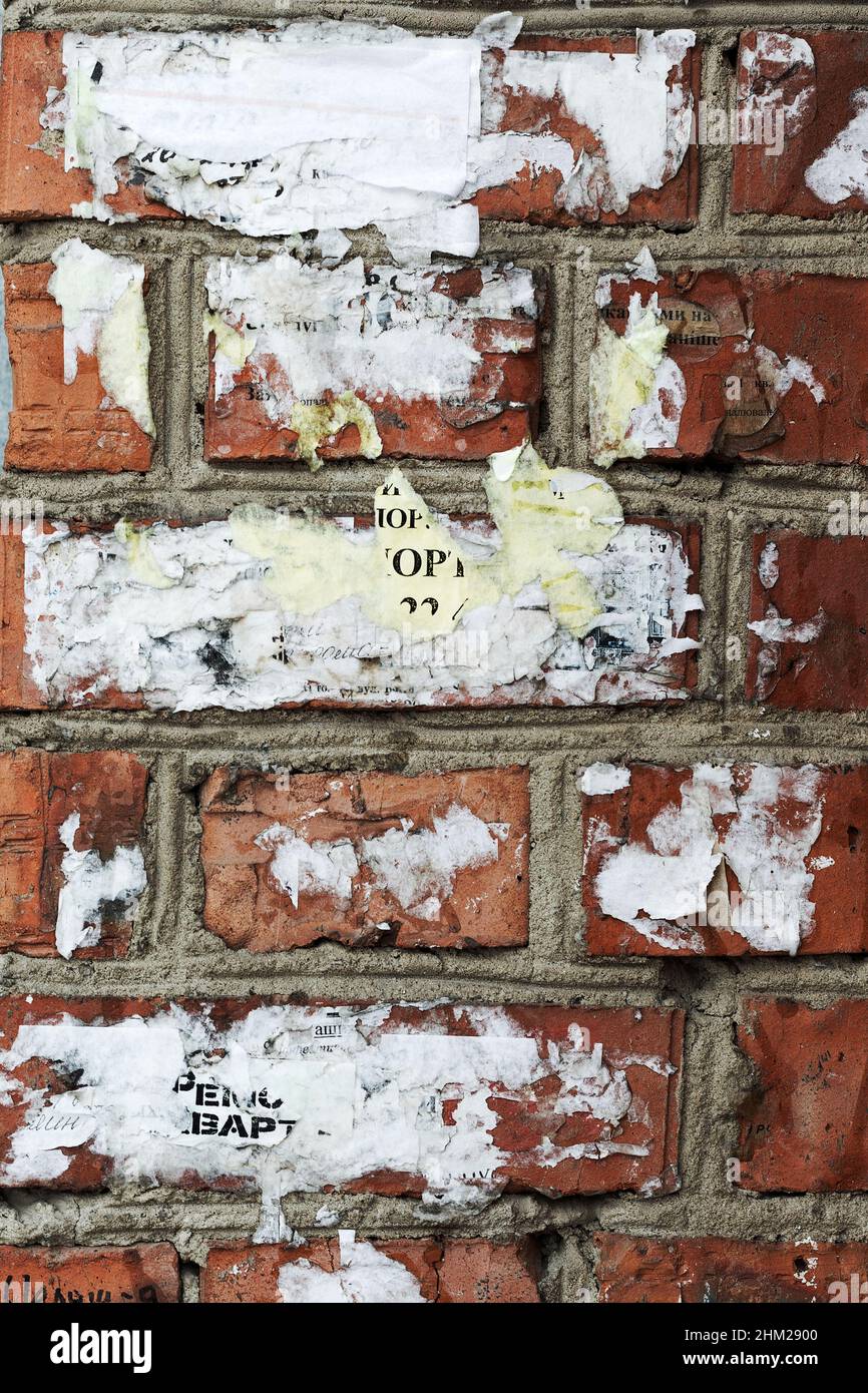 Urban Billboard With Torn Peeled Poster Horizontal Wide Grungy ...