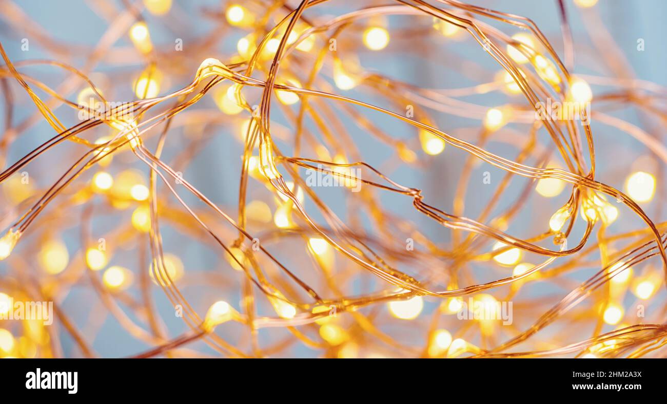 christmas Copper Wire String LED Lights Stock Photo - Alamy