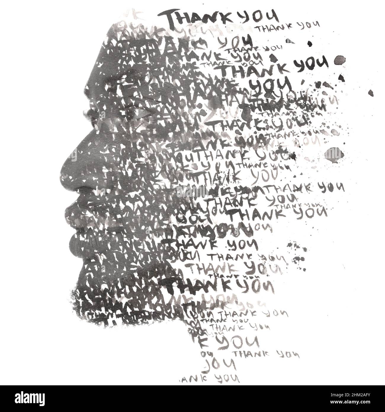 A portrait of a man combined with a word cloud. Paintography Stock ...