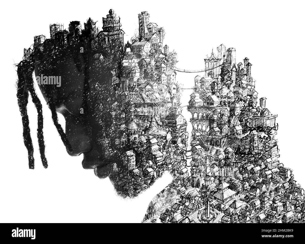 Pen and ink city drawing hi-res stock photography and images - Alamy