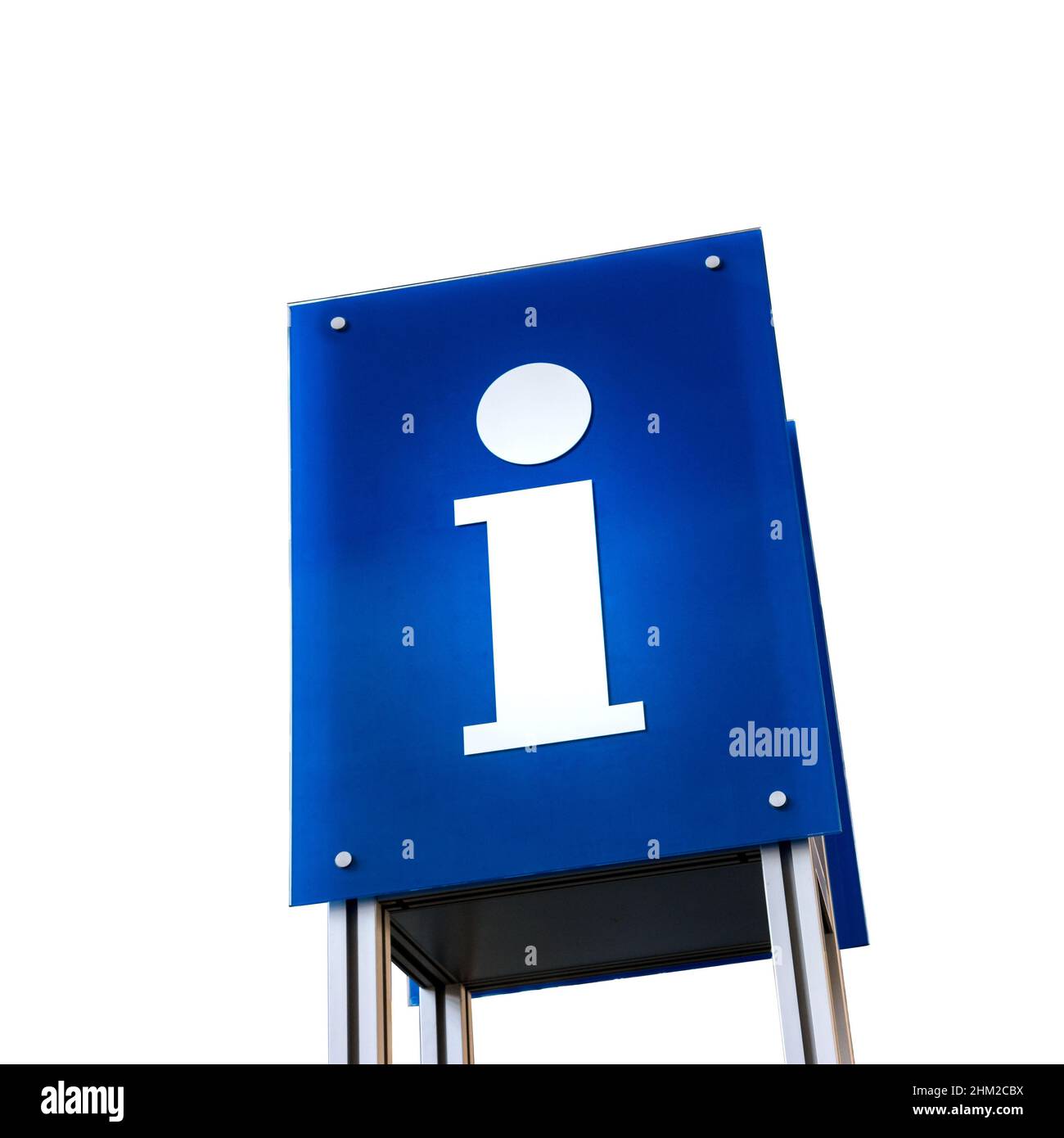 information signboard blue shield on white Stock Photo - Alamy