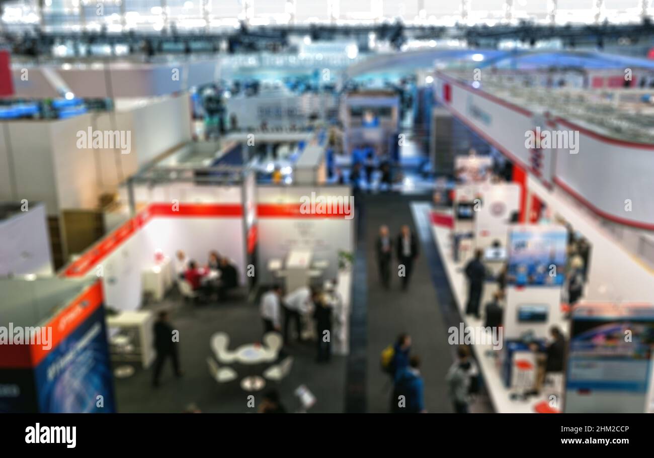 Trade show view, generic background, intentionally blurred post ...