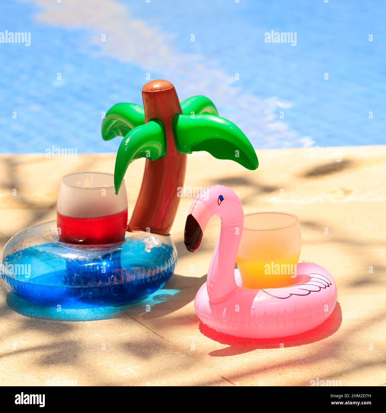 Floating Drink on Pool, Summer Concept Stock Photo - Alamy