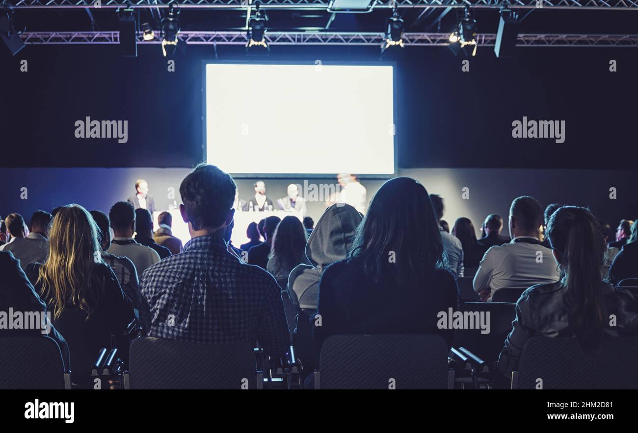 Business Conference and Presentation. Audience at the conference hall ...