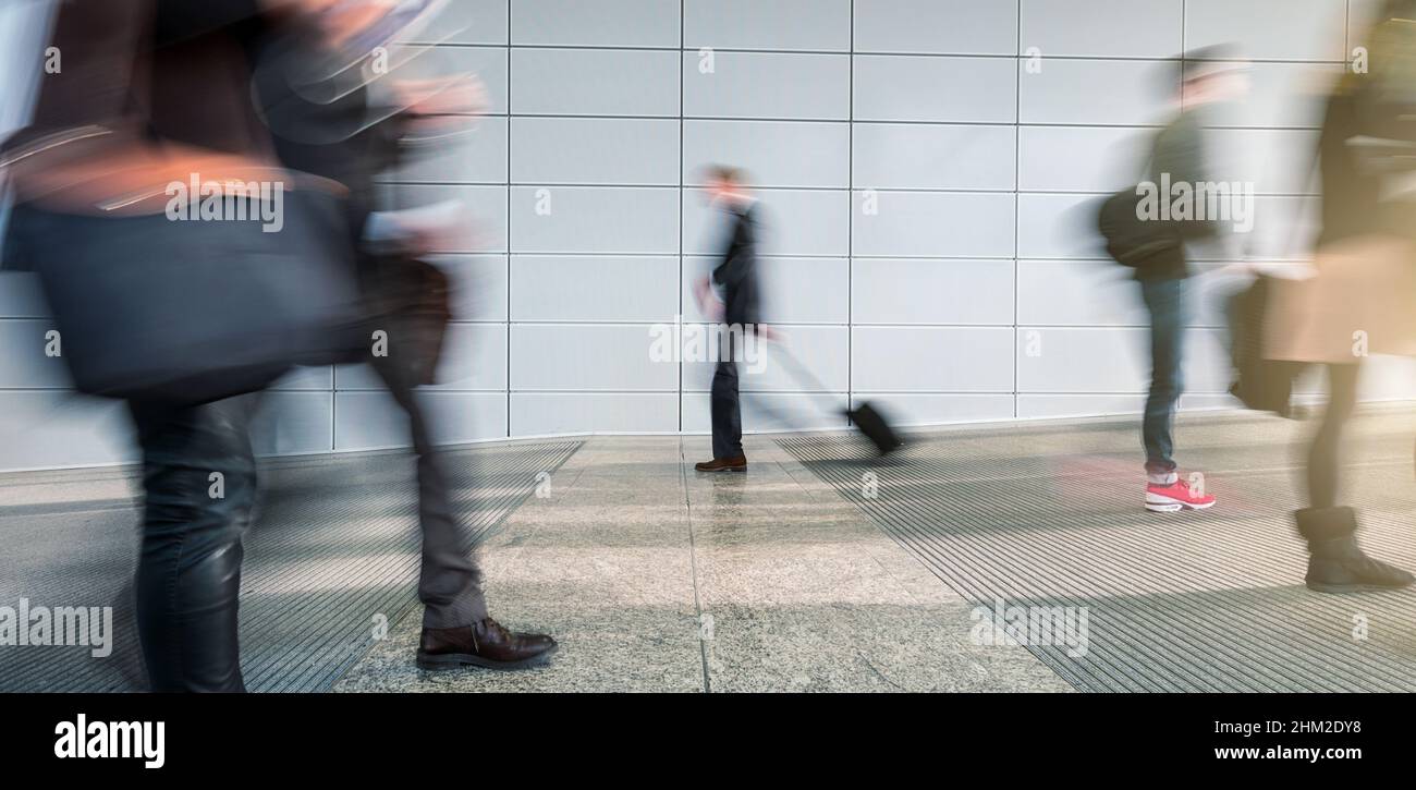 Abstract Image of commuters Walking on a floor Stock Photo - Alamy