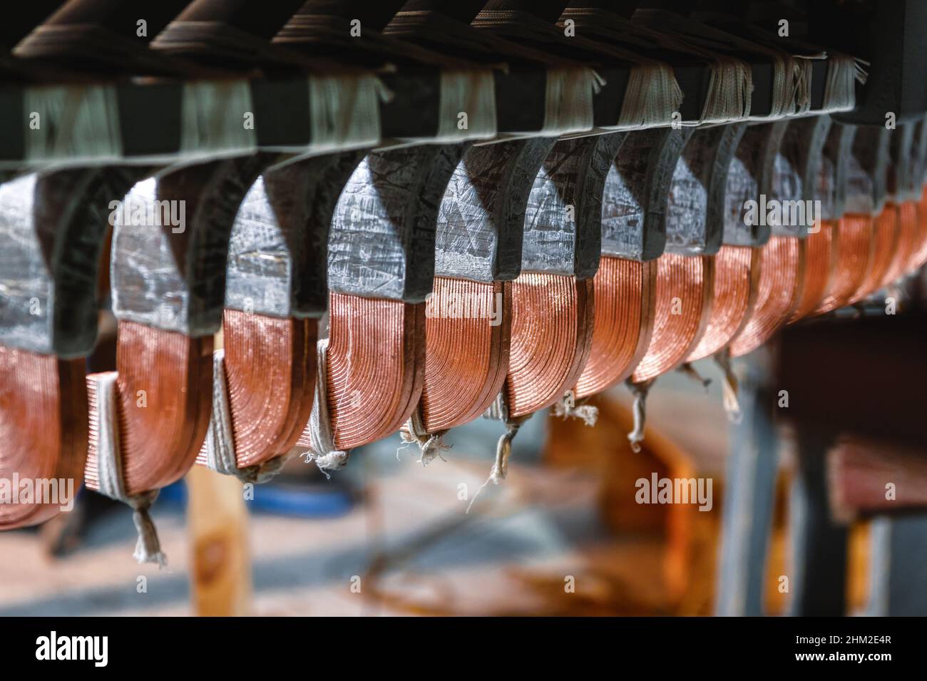 Copper bus elements of stator winding of electric motor Stock Photo - Alamy