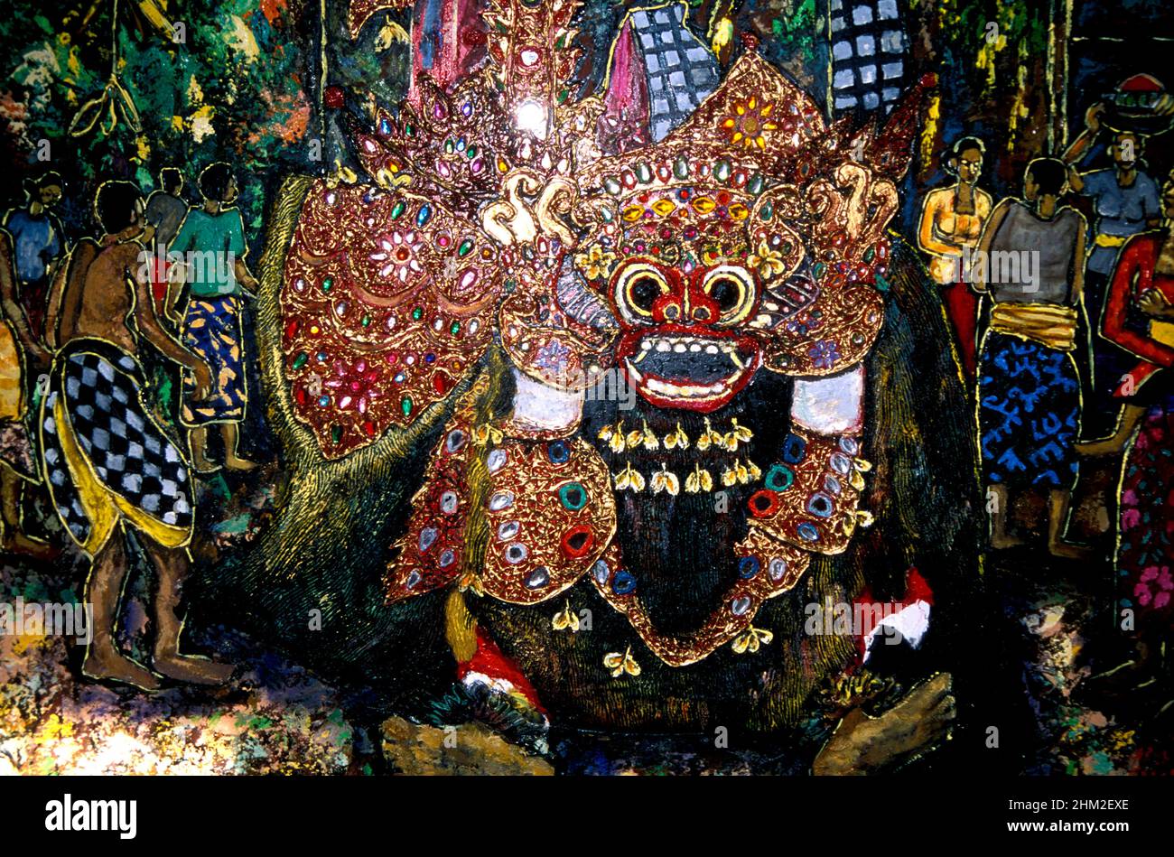 Painting of the mythical barong, lion-god, Bali Stock Photo - Alamy