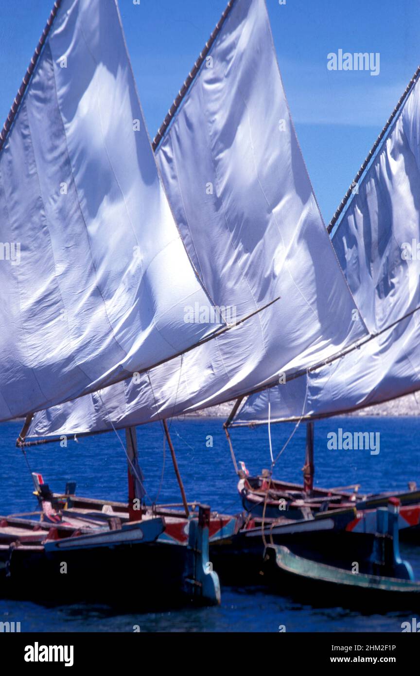 Traditional lateen sail boats in Bali, Indonesia Stock Photo - Alamy