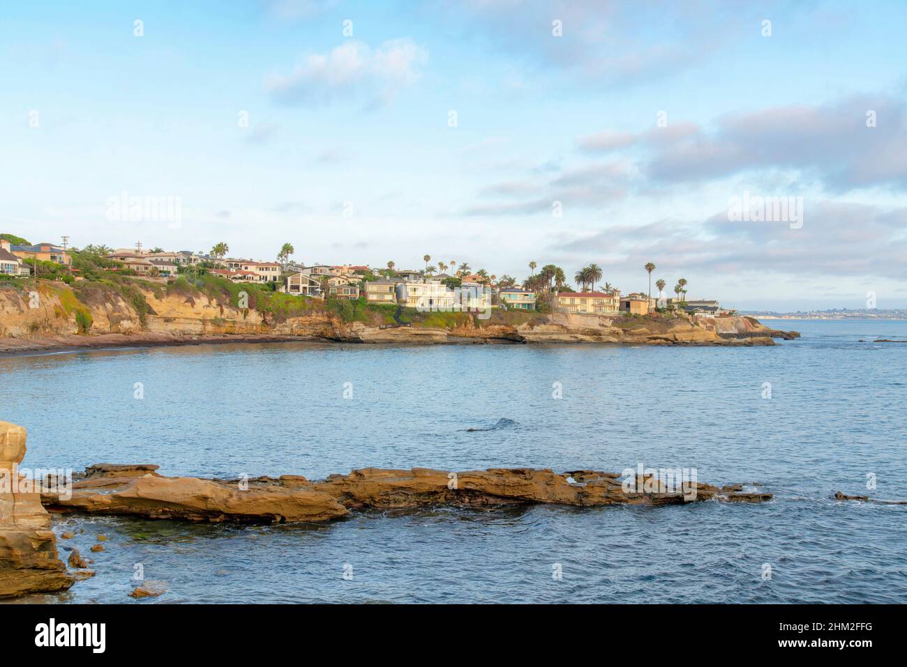 La Jolla rocky coastal lines with beach front homes in California Stock ...