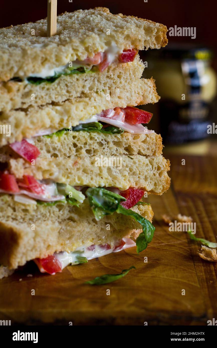 Stack of ham and salad sandwiches Stock Photo - Alamy
