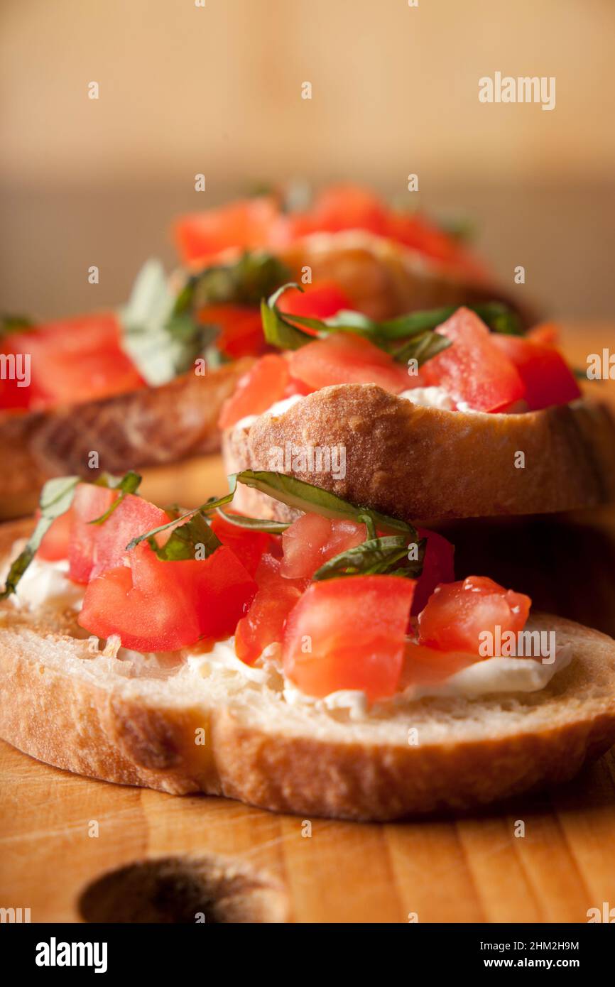 Tomato and cottage cheese Bruschetti 2022 Stock Photo - Alamy