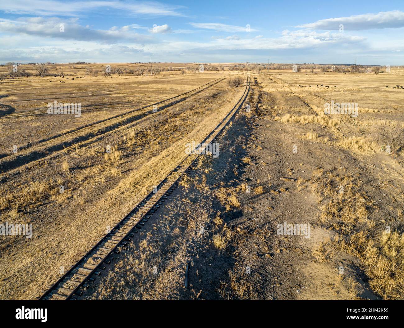 aerial view of northern Colorado landscape in fall or winter scenery ...