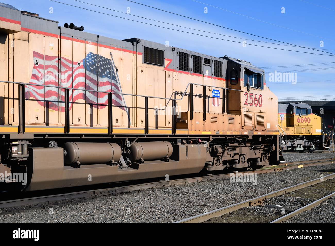 Seattle - February 06, 2022; Closeup of pair of Union Pacific ...