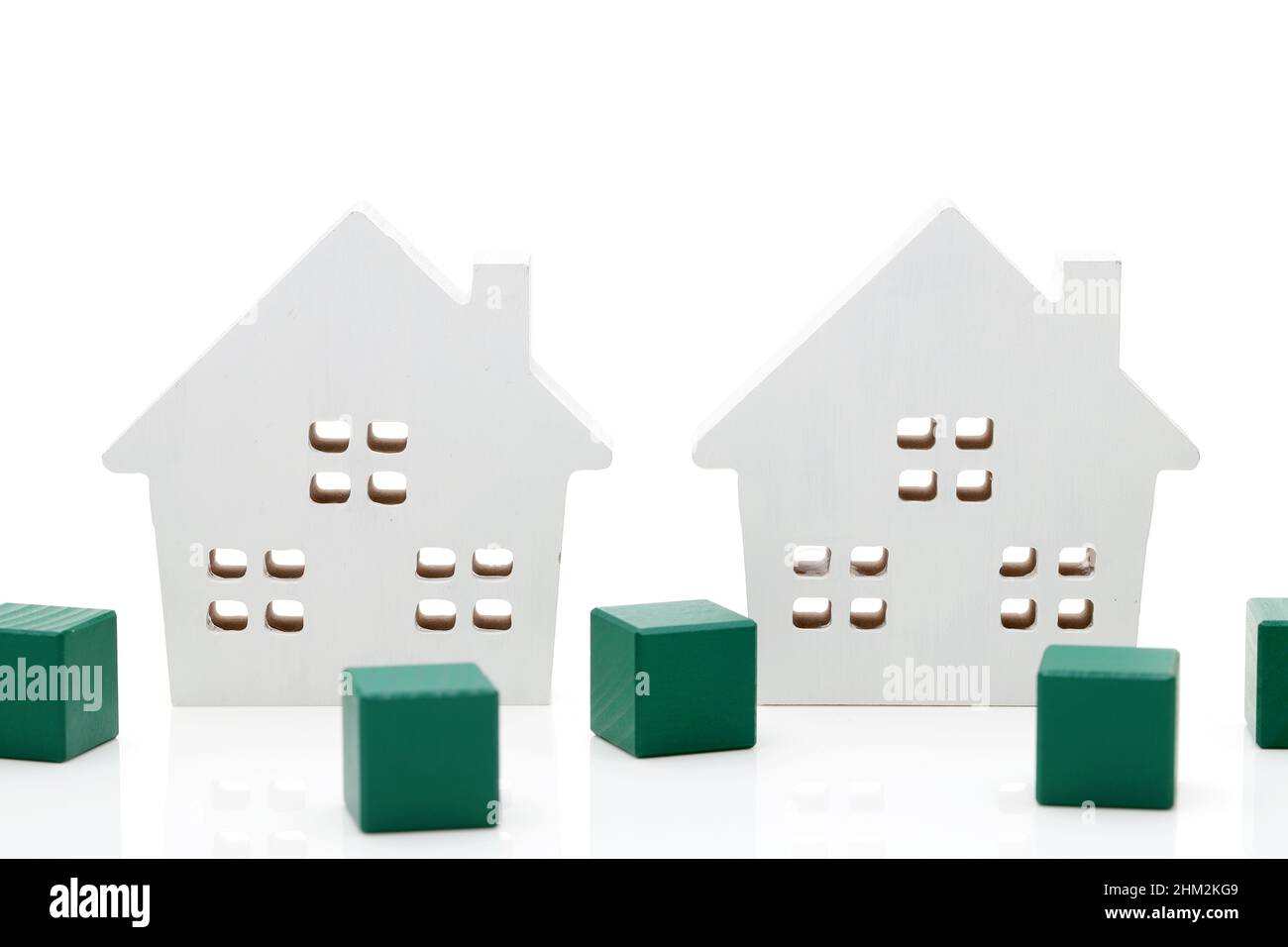 small wooden toy house isolated on white background Stock Photo - Alamy