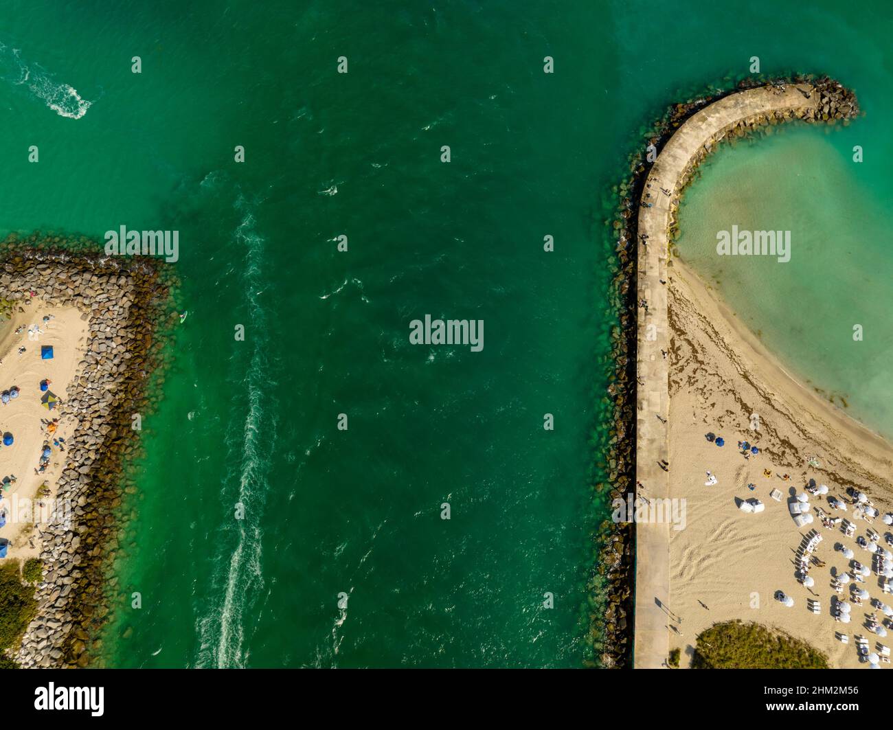Aerial drone shot Haulover Beach Miami inlet Stock Photo - Alamy