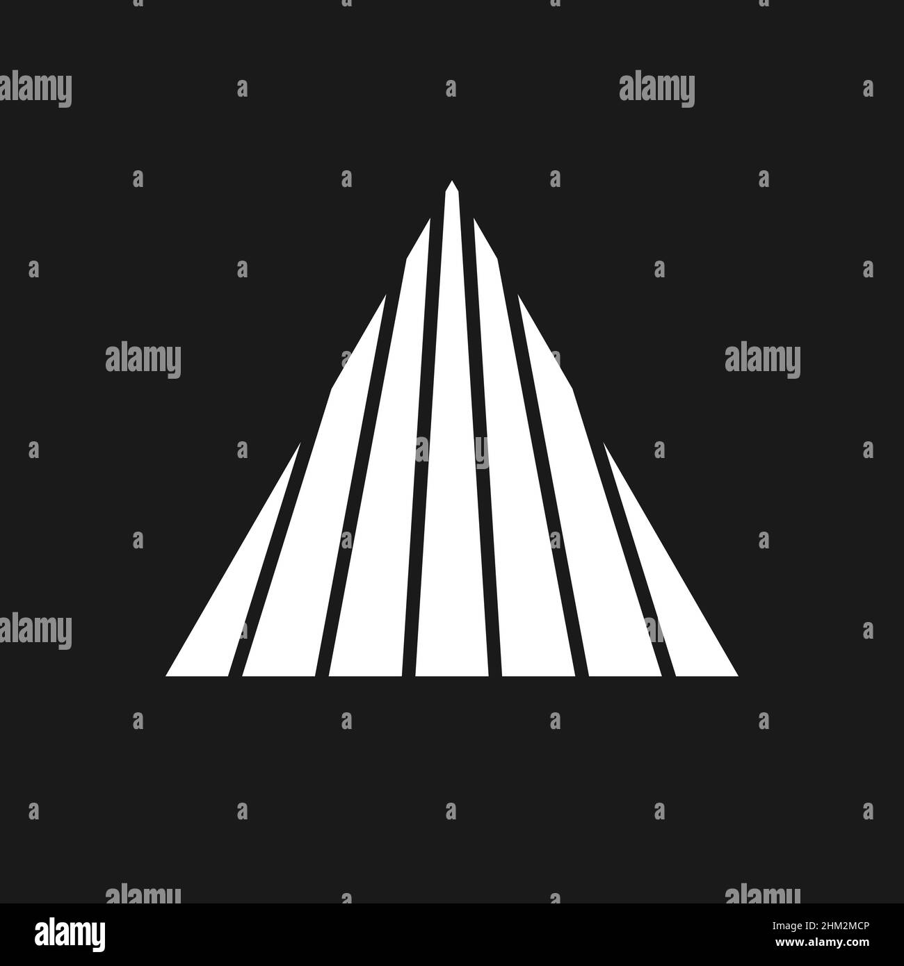 Retrowave triangle with vertical stripes 1980s style. Synthwave black ...