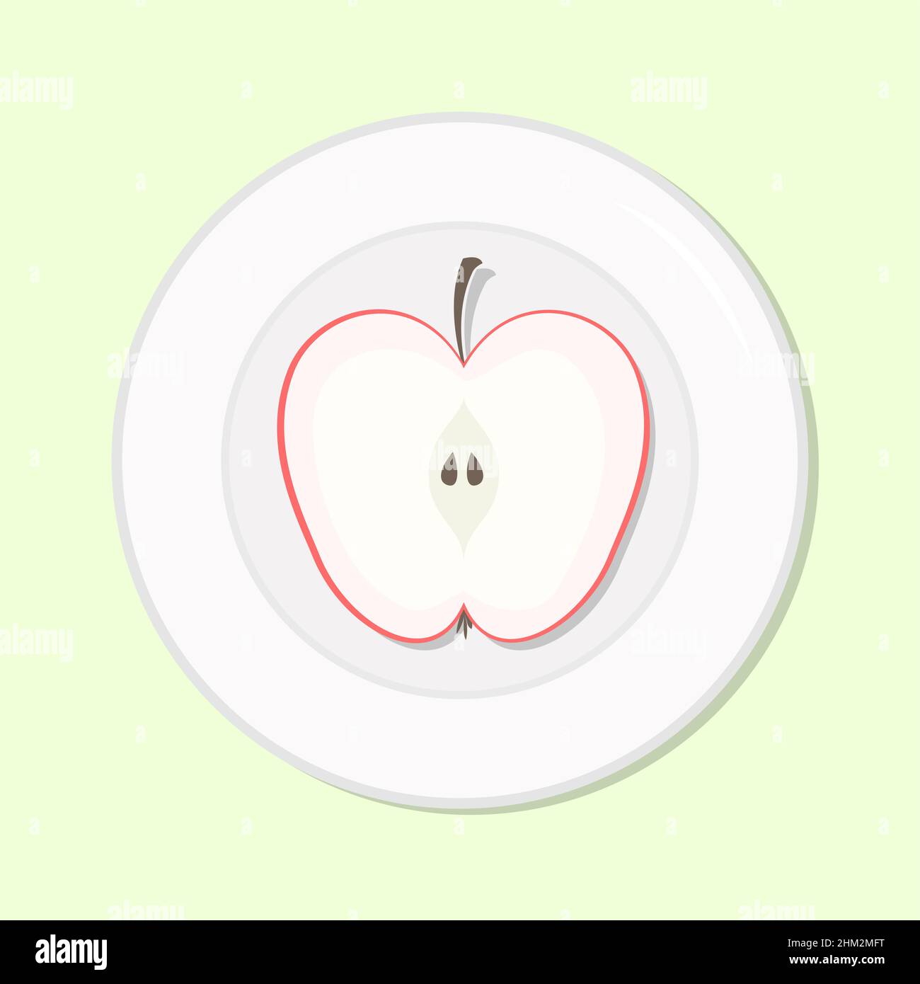 Apple fruit healthy diet meal. Weight loss plate with red apple cut on ...