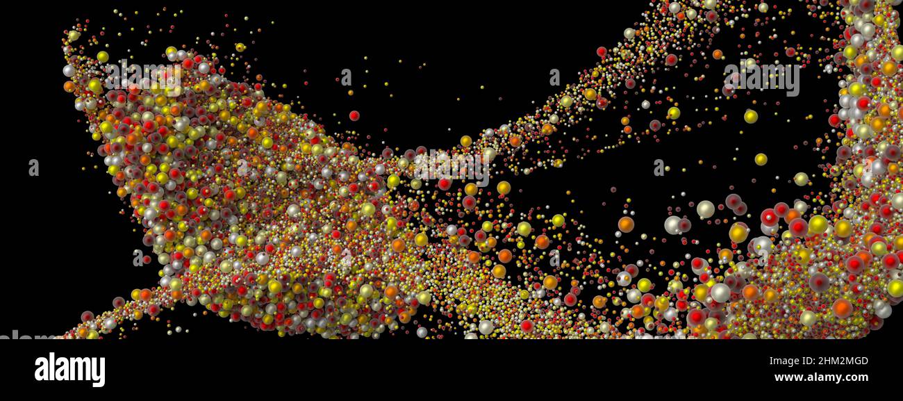 Abstract art with surreal growing explosion wavy smoke cloud splash ...