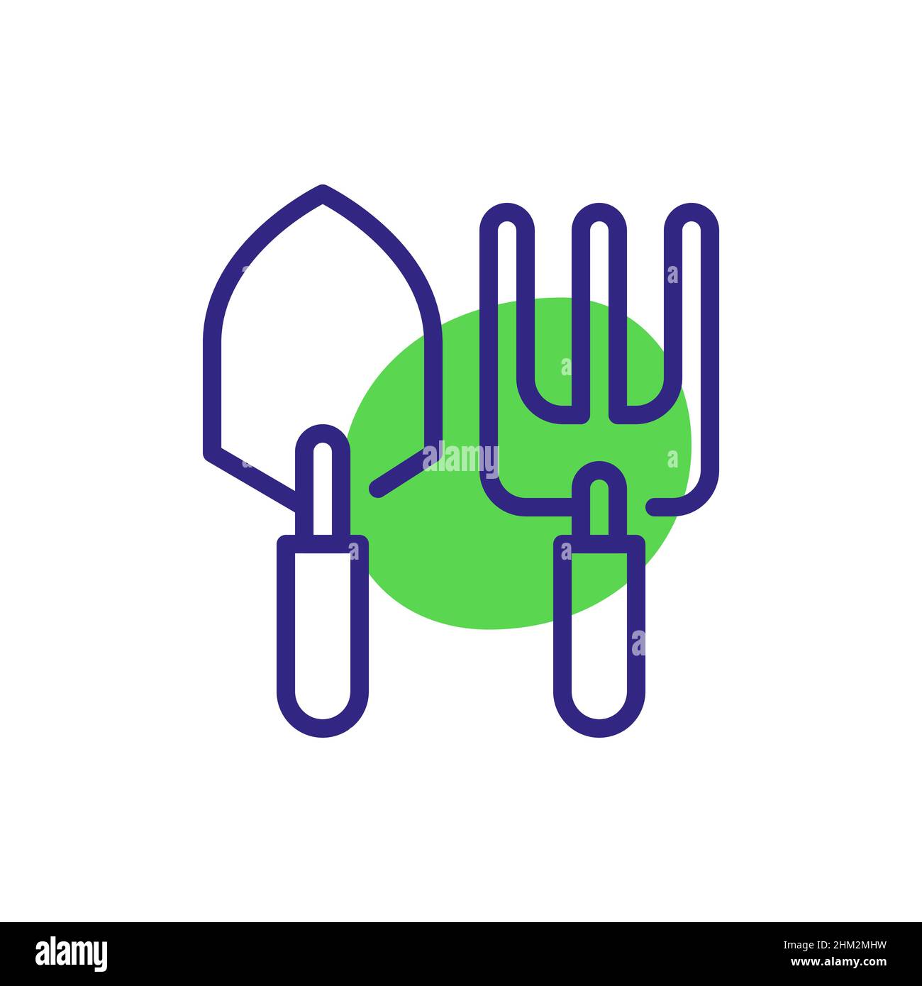 Gardening tools spade and rake. Pixel perfect editable stroke color ...