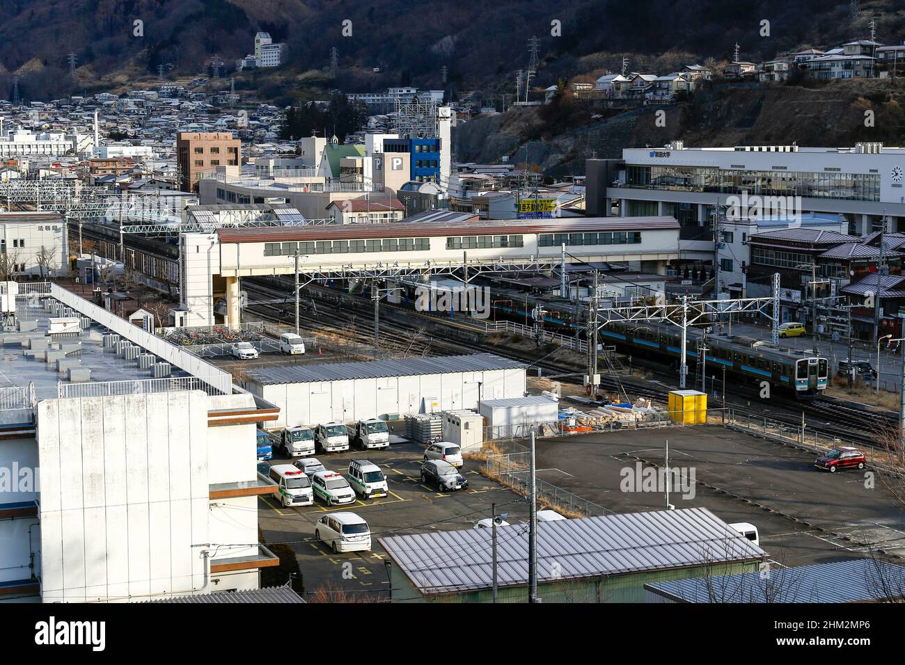 suwa, nagano, japan, 2022/06/02 , View of Kami-Suwa station in Suwa ...