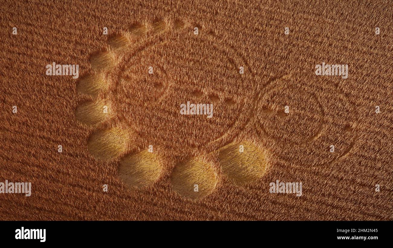 field with alien crop circle formation Stock Photo - Alamy