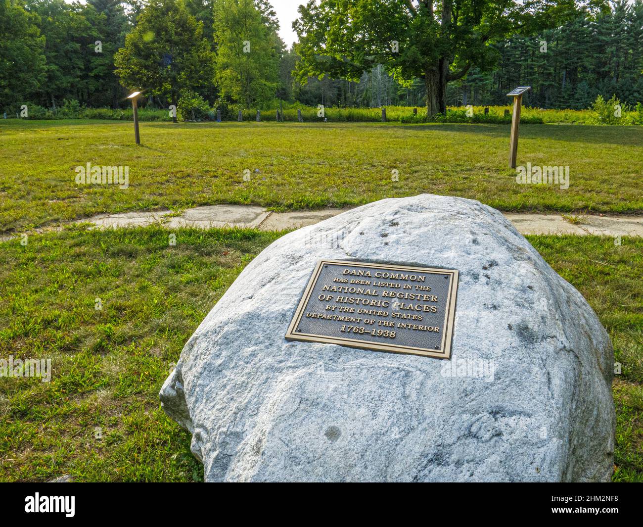 A stone marker at the site of the former Dana Town Common in ...