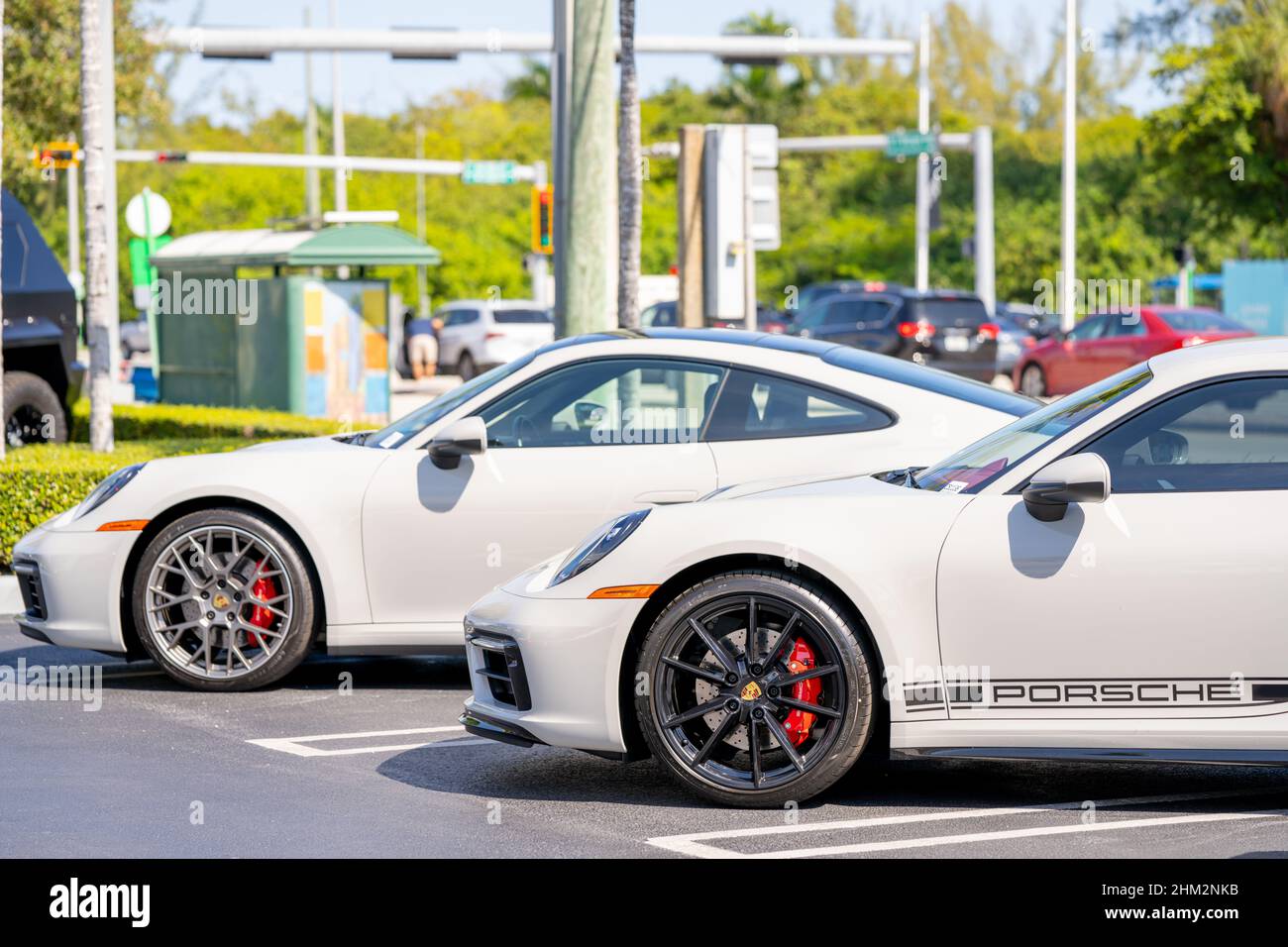 Miami, FL, USA - February 5, 2022: Photo of Porsche sports cars at a ...