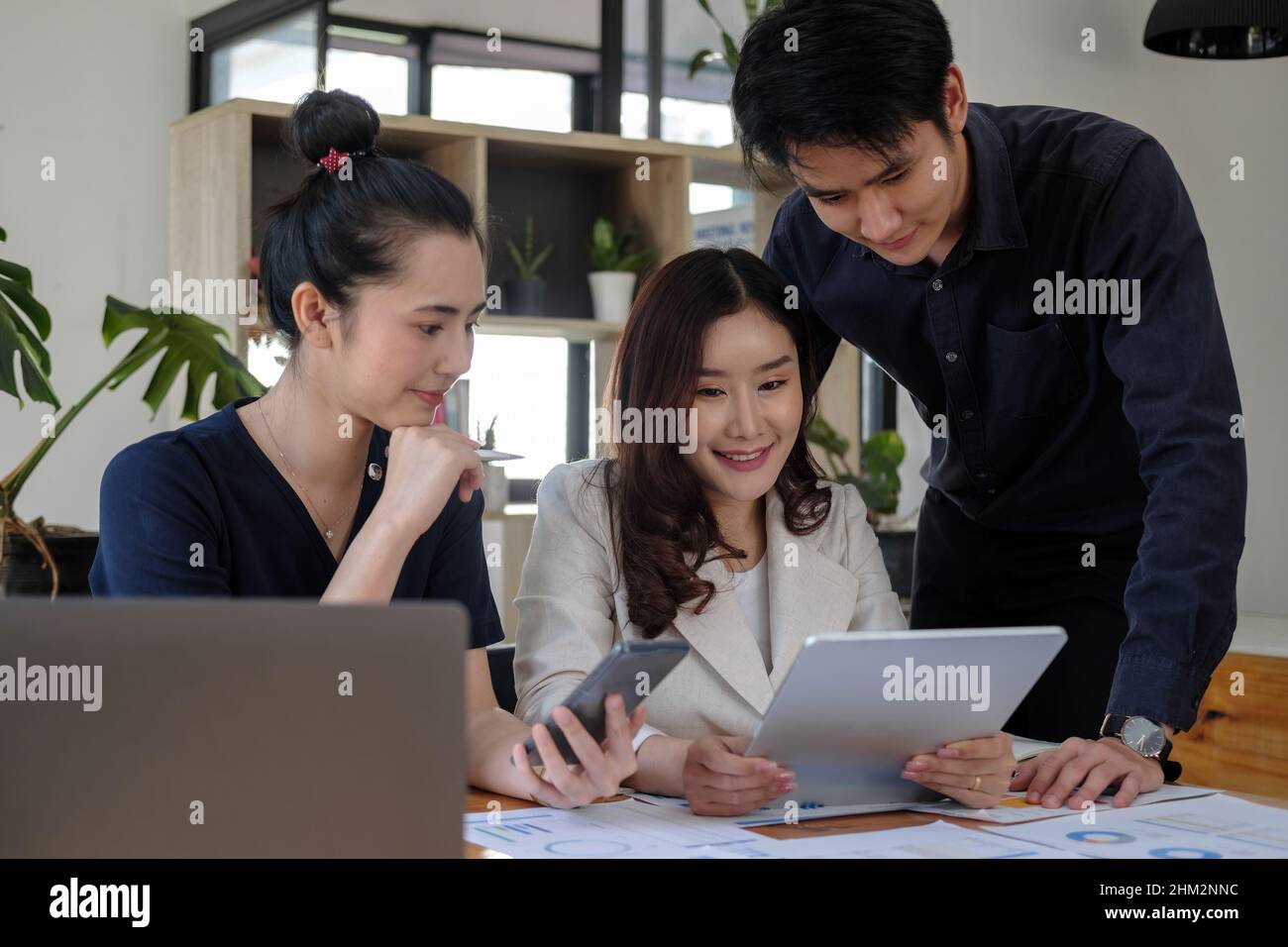 Business team meeting to conference, collaboration discussing working analyzing with financial ...