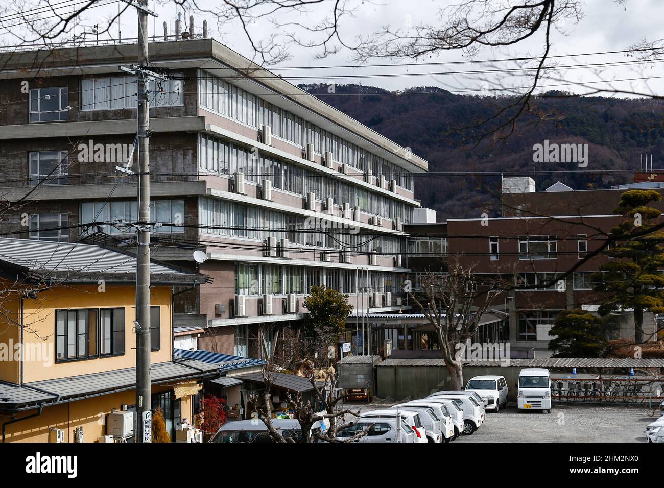 suwa, nagano, japan, 2022/06/02 , City hall of Suwa city from Takashima ...