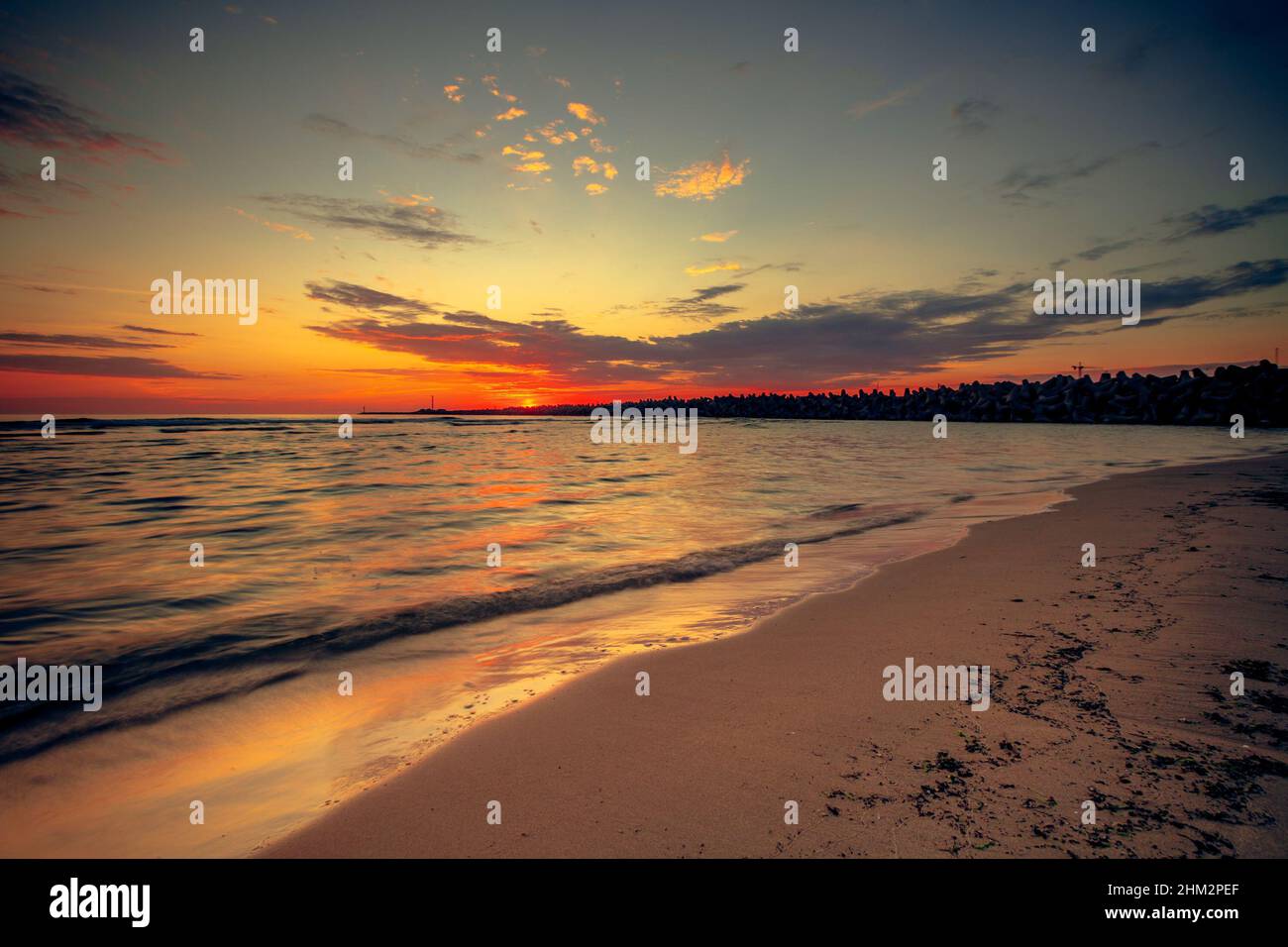 Beautiful seascape with Colorful sunset at the gates to the Port of ...