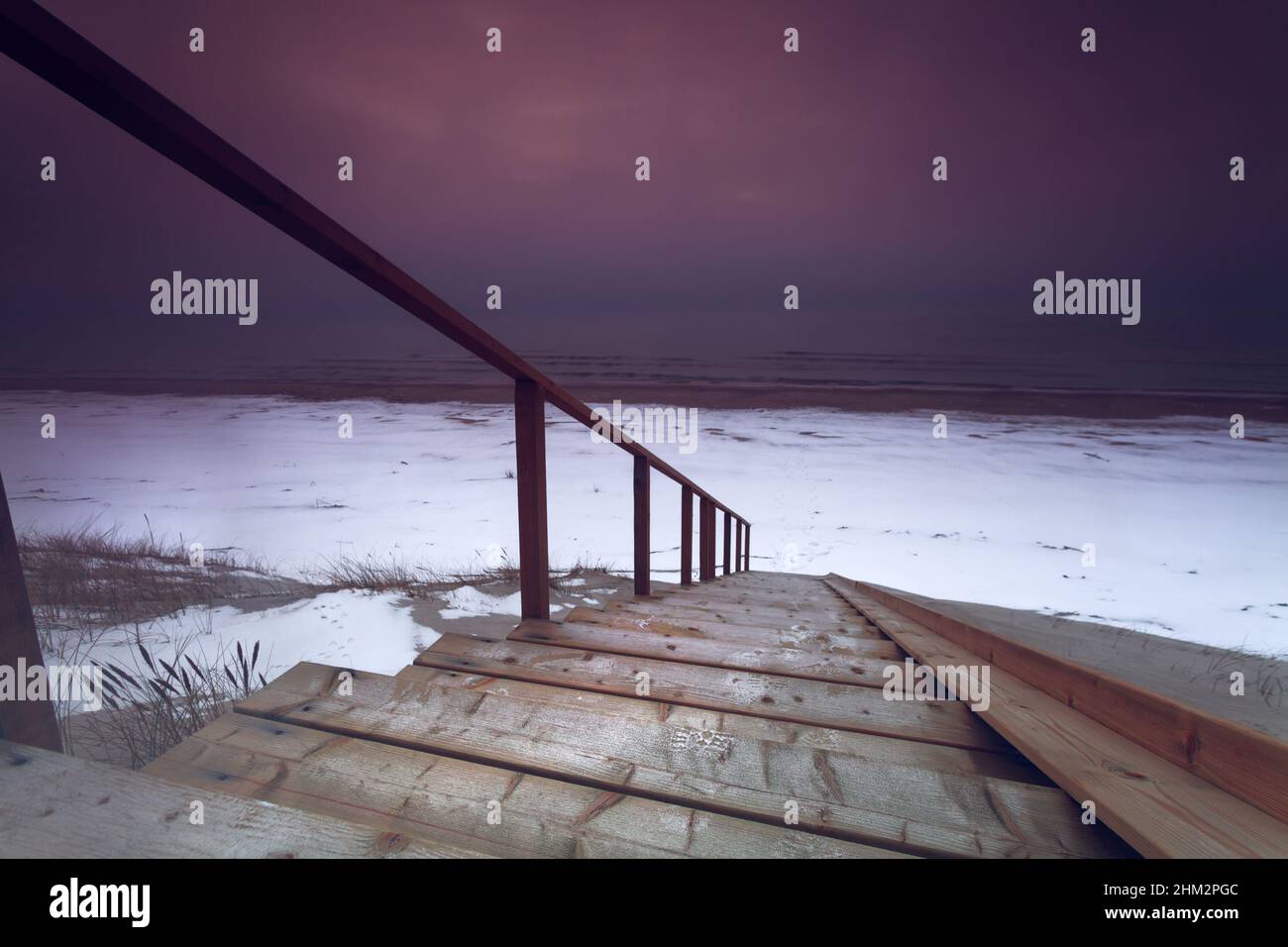 Winter sunset at the coast of Baltic Sea, Lithuania Stock Photo - Alamy
