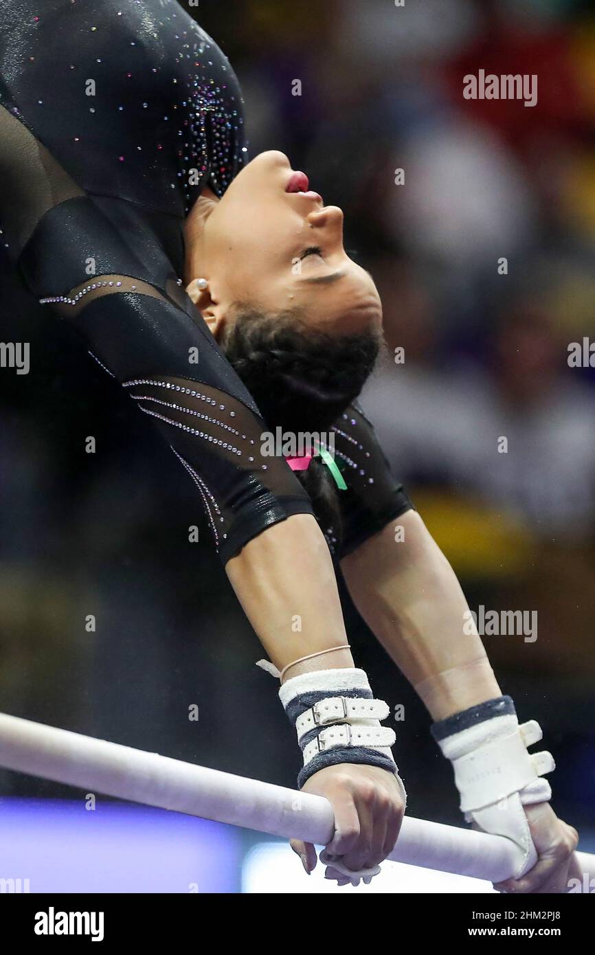 Baton Rouge, LA, USA. 05th Feb, 2022. LSU's Haleigh Bryant hangs on the ...