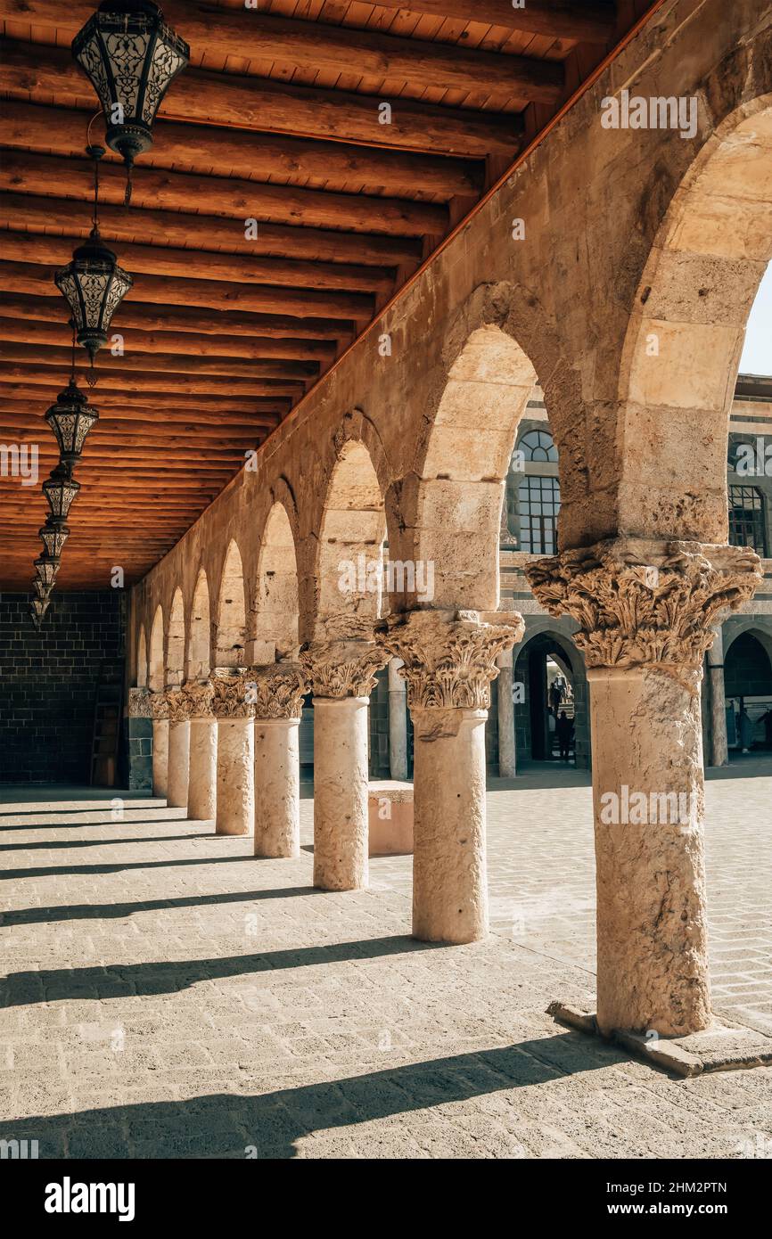 Arched pillars of the Great Mosque in Diyarbakir city, Turkey Stock ...