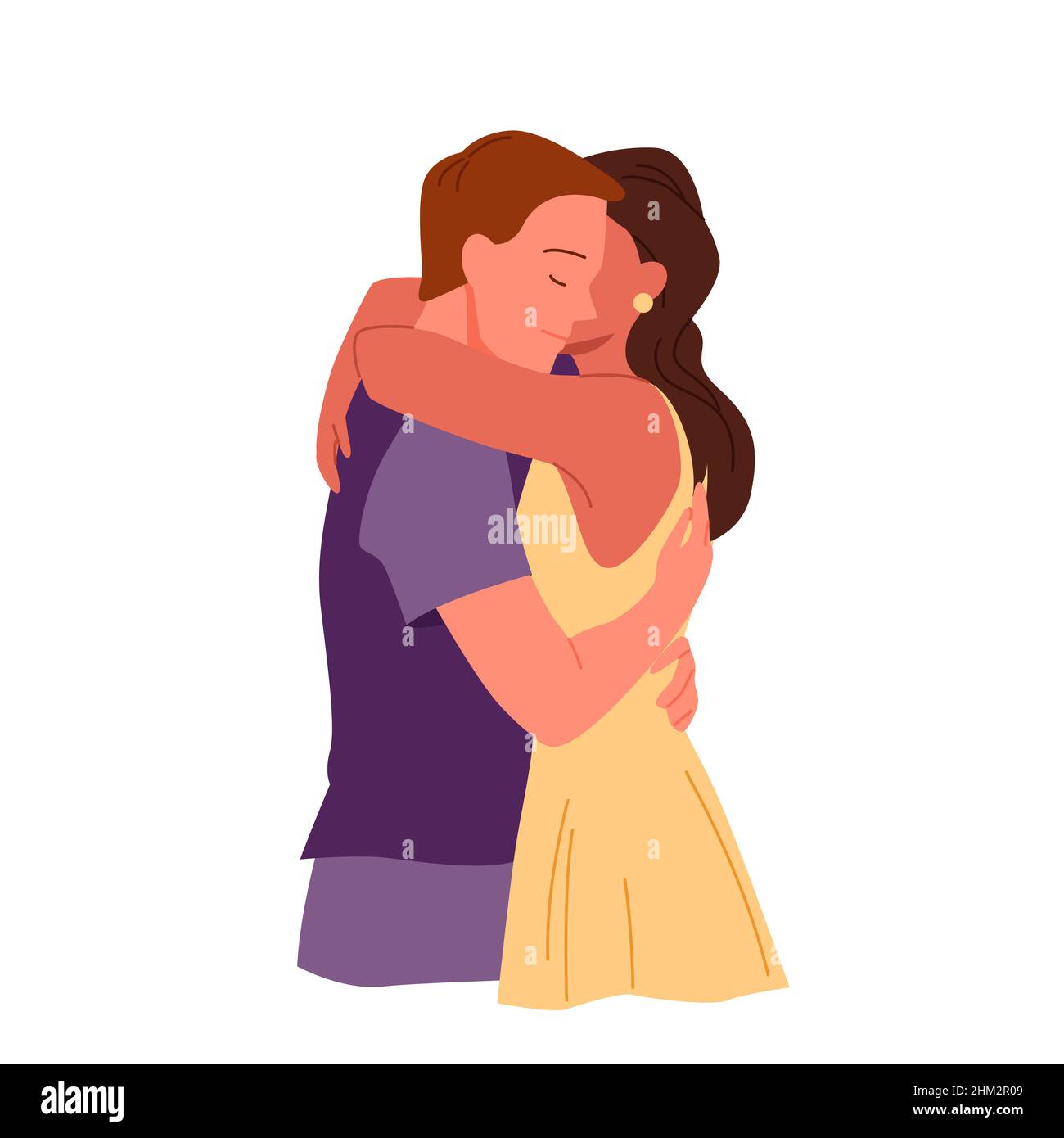 Young romantic couple hugging kiss Stock Vector Images - Alamy