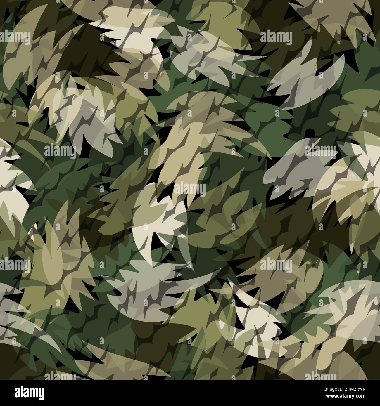 Jungle style camouflage seamless pattern print. Shapes of foliage and ...